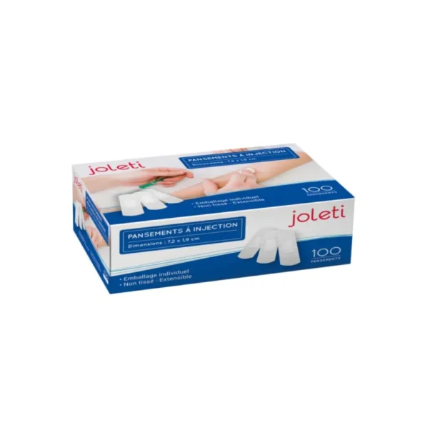 Pansement spécial injection 7,2×1,9cm – Boite de 100 Joleti